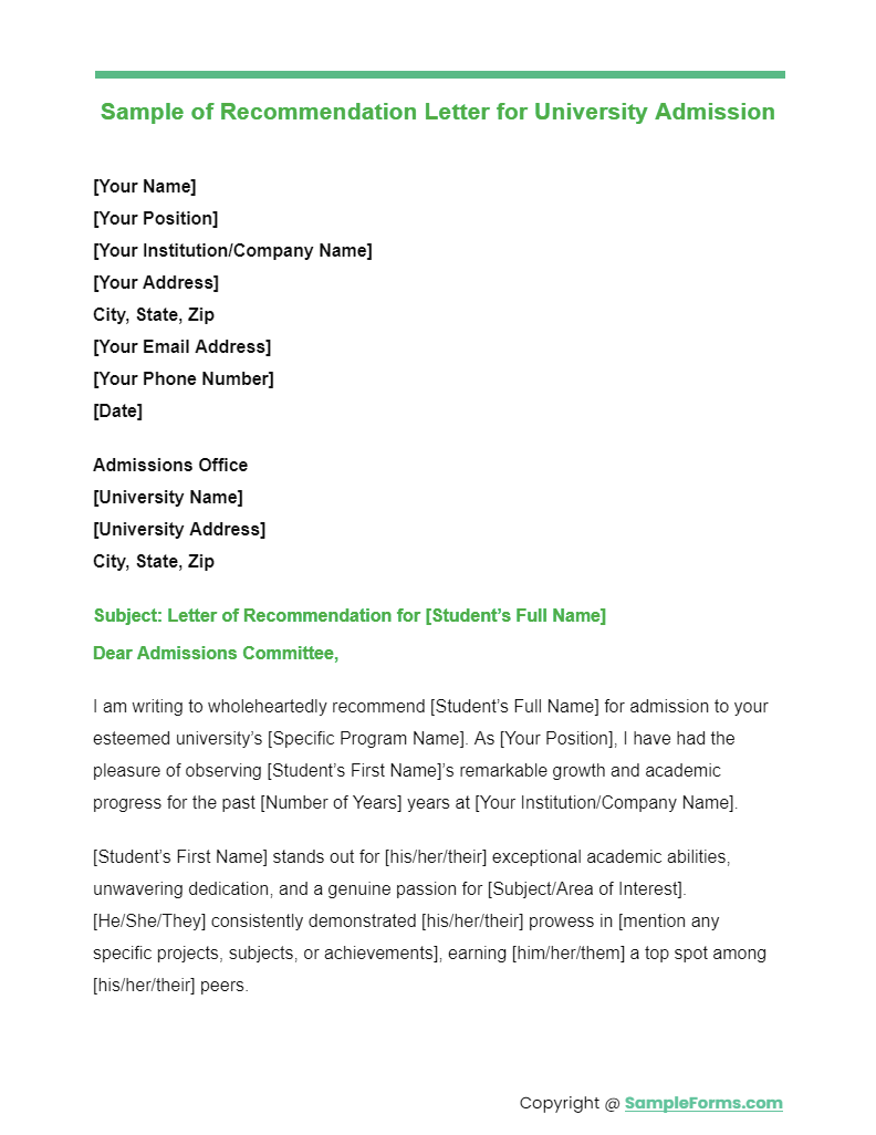 FREE 10+ College Letter of Recommendation Samples, PDF, MS Word, Google ...