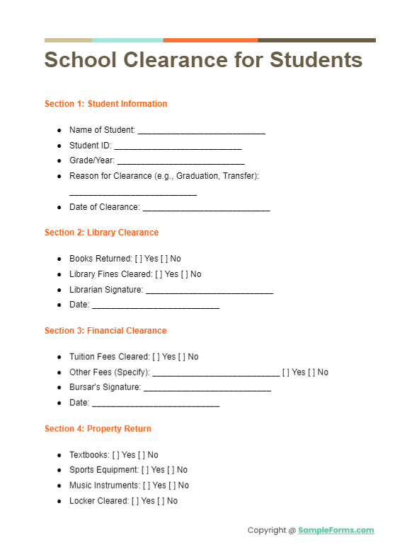 FREE 18+ Student Clearance Form Samples, PDF, MS Word, Google Docs