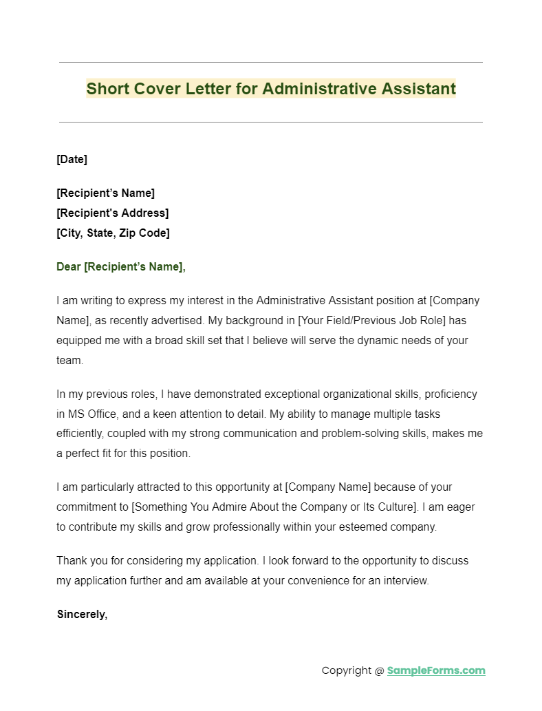 FREE 12+ Cover Letter For Administrative Assistant Samples, PDF, MS ...