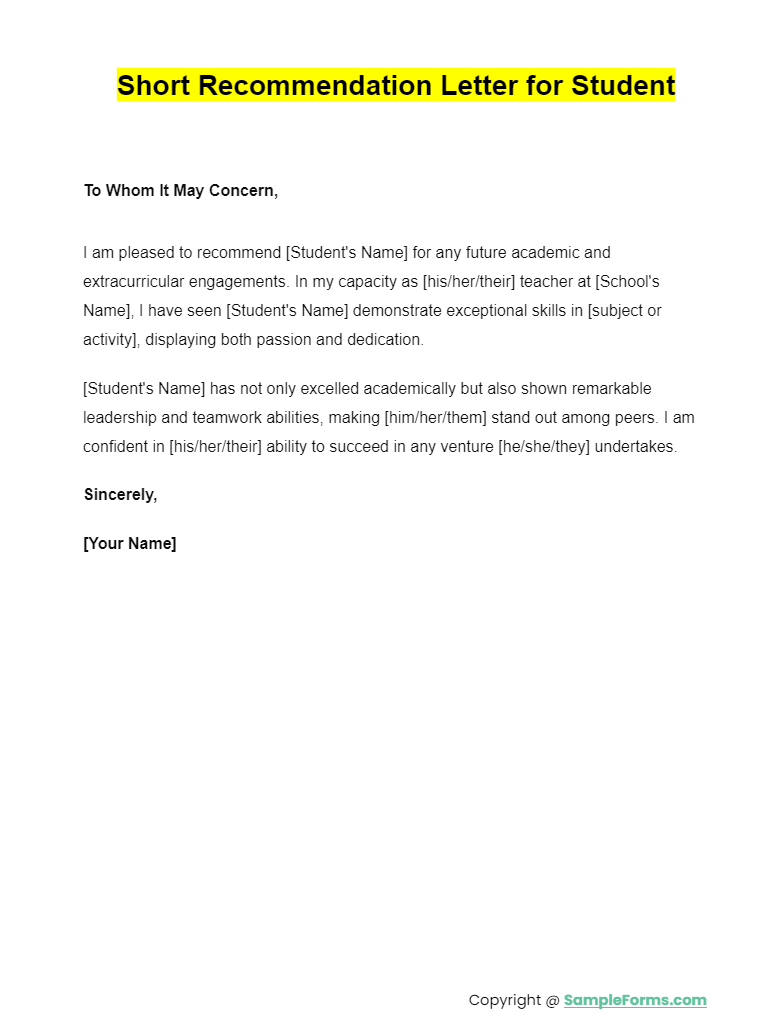 FREE 13+ Recommendation Letter For Student Samples, PDF, Google Docs