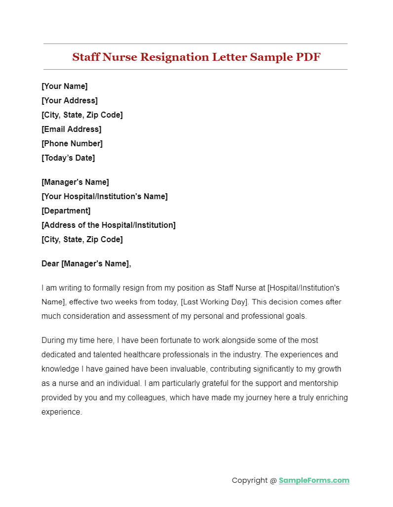 FREE 9+ Nursing RN Resignation Letter Samples, PDF, MS Word, Google Docs