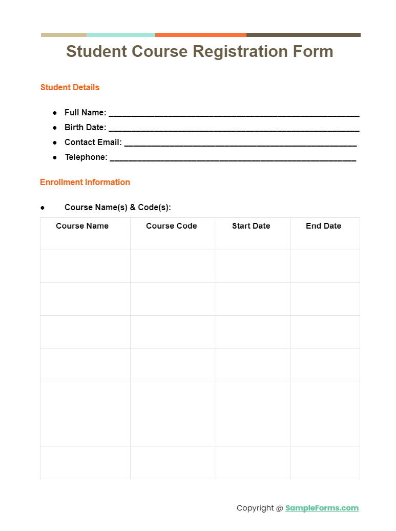 FREE 17+ Course Registration Form Samples, PDF, MS Word, Google Docs, Excel