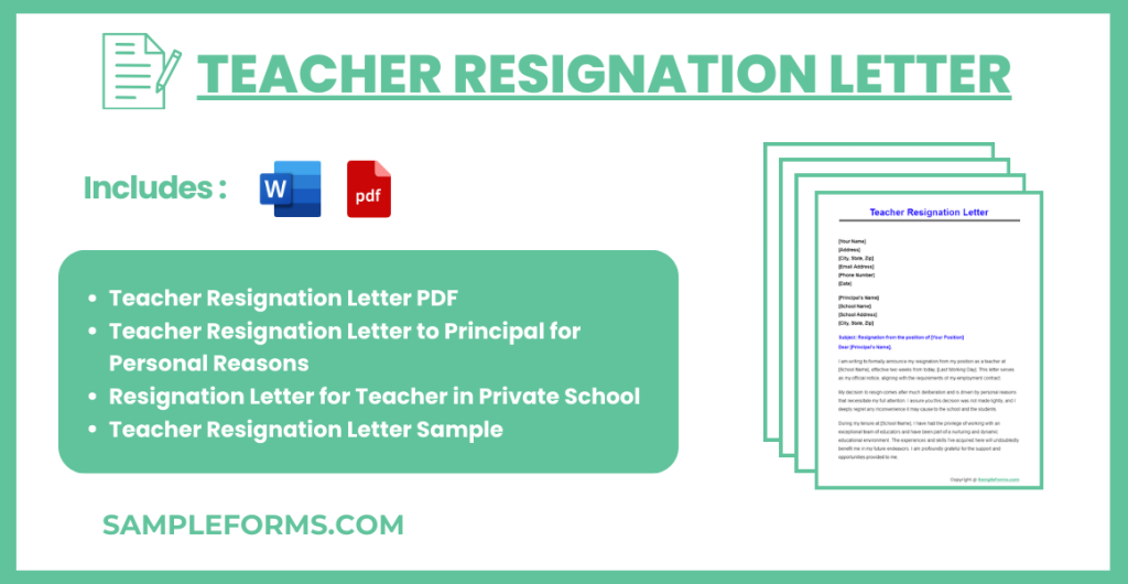 FREE 11+ Teacher Resignation Letter Samples, PDF, MS Word, Google Docs