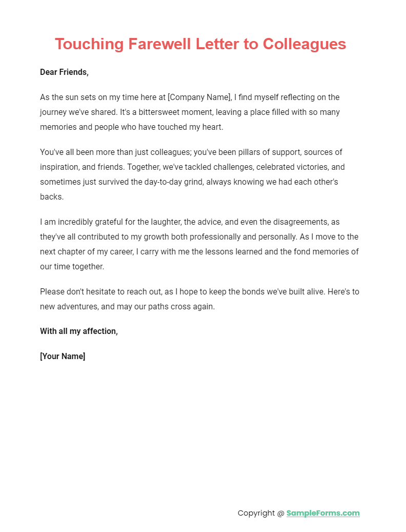 FREE 9+ Farewell Letter to Colleagues Samples, PDF, MS Word, Google Docs