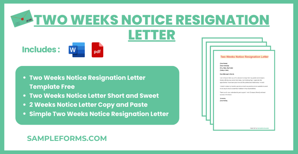 FREE 10+ Two Weeks Notice Resignation Letter Samples, PDF, MS Word ...