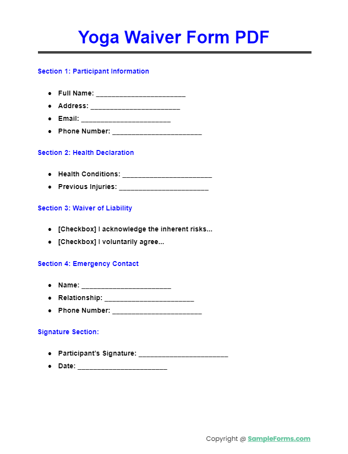 FREE 11+ Yoga Waiver Form Samples, PDF, MS Word, Google Docs
