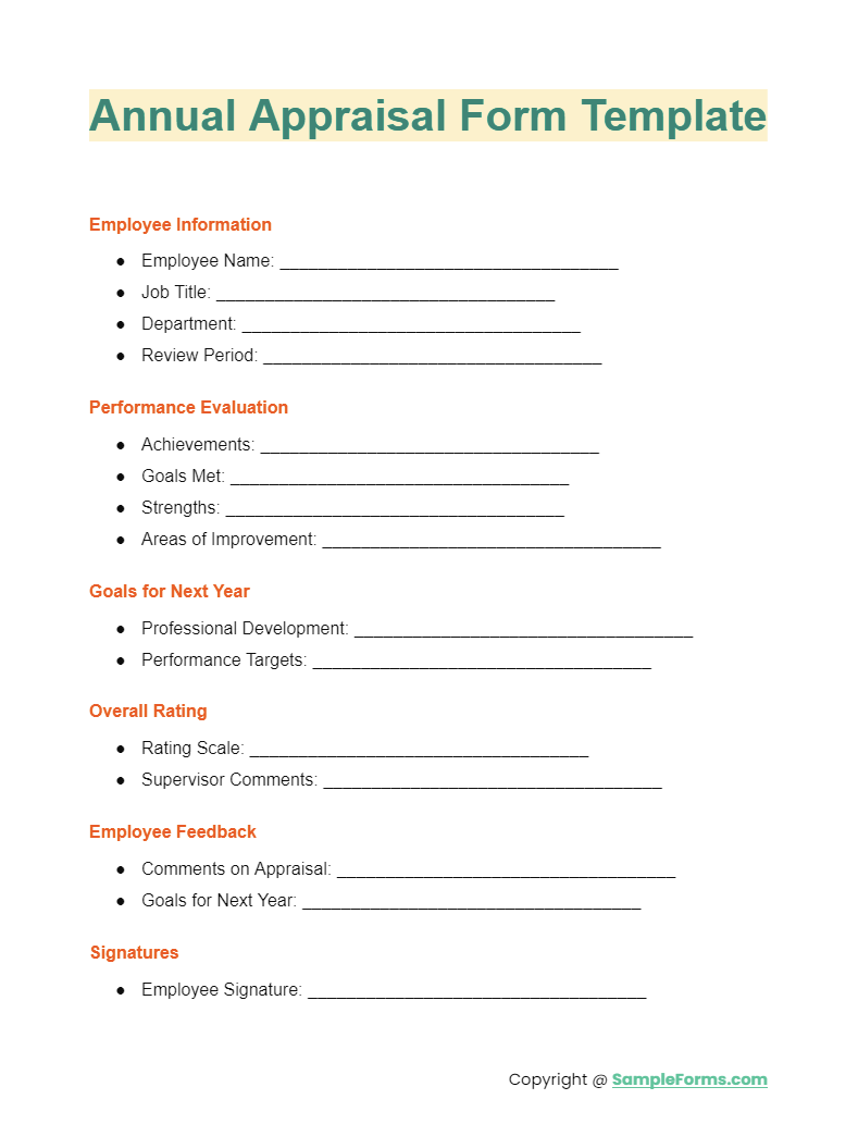 FREE 12+ Annual Appraisal Form Samples, PDF, MS Word, Google Docs