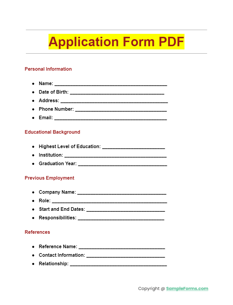 FREE 37+ Application Form Samples, PDF, MS Word, Google Docs, Excel