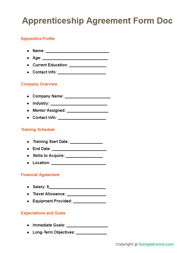 FREE 12+ Apprenticeship Agreement Form Samples, PDF, MS Word, Google Docs
