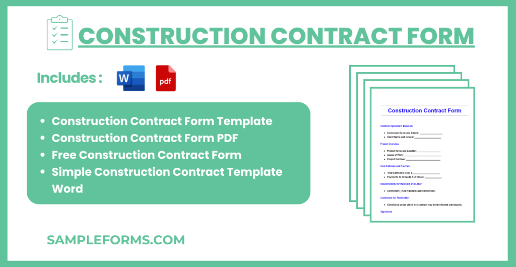 FREE 15+ Construction Contract Form Samples, PDF, MS Word, Google Docs