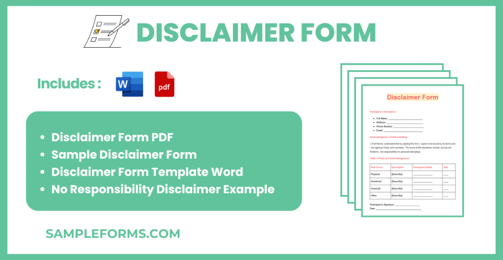 FREE 54+ Disclaimer Form Samples, PDF, MS Word, Google Docs