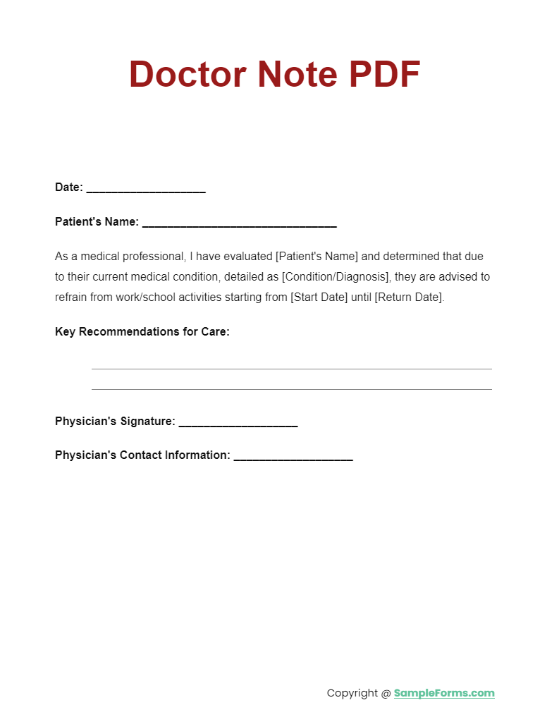 FREE 11+ Doctor Note Samples, PDF, MS Word, Google Docs