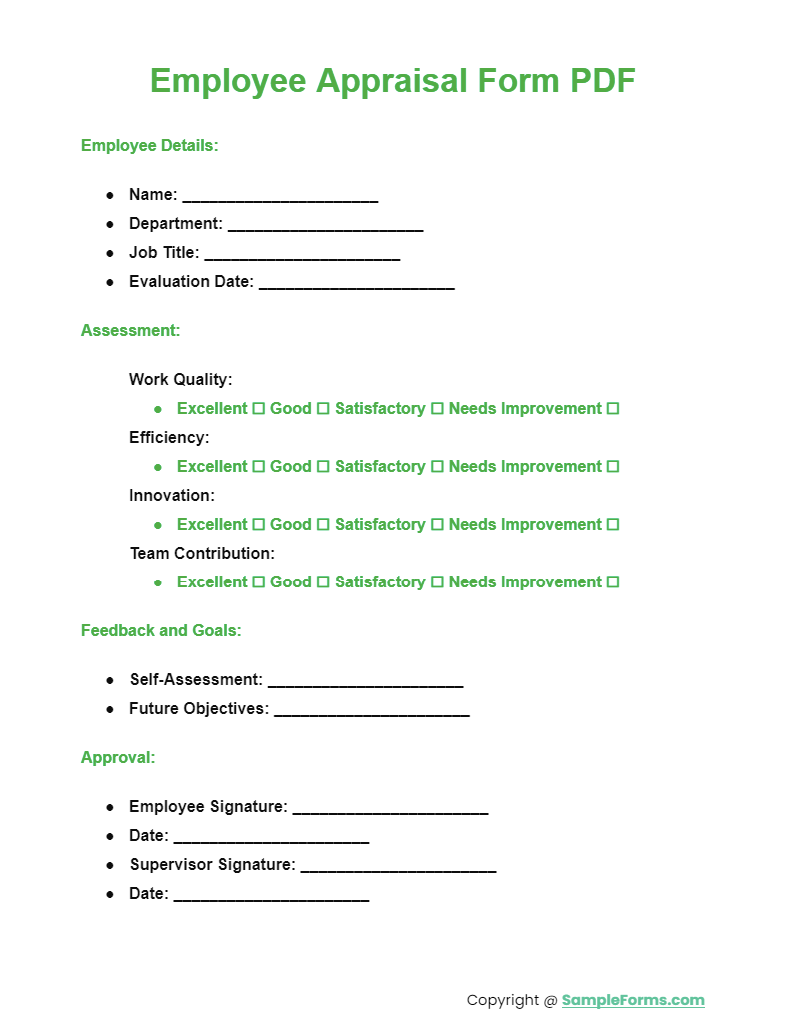 FREE 18+ Employee Appraisal Form Samples, PDF, MS Word, Google Docs, Excel