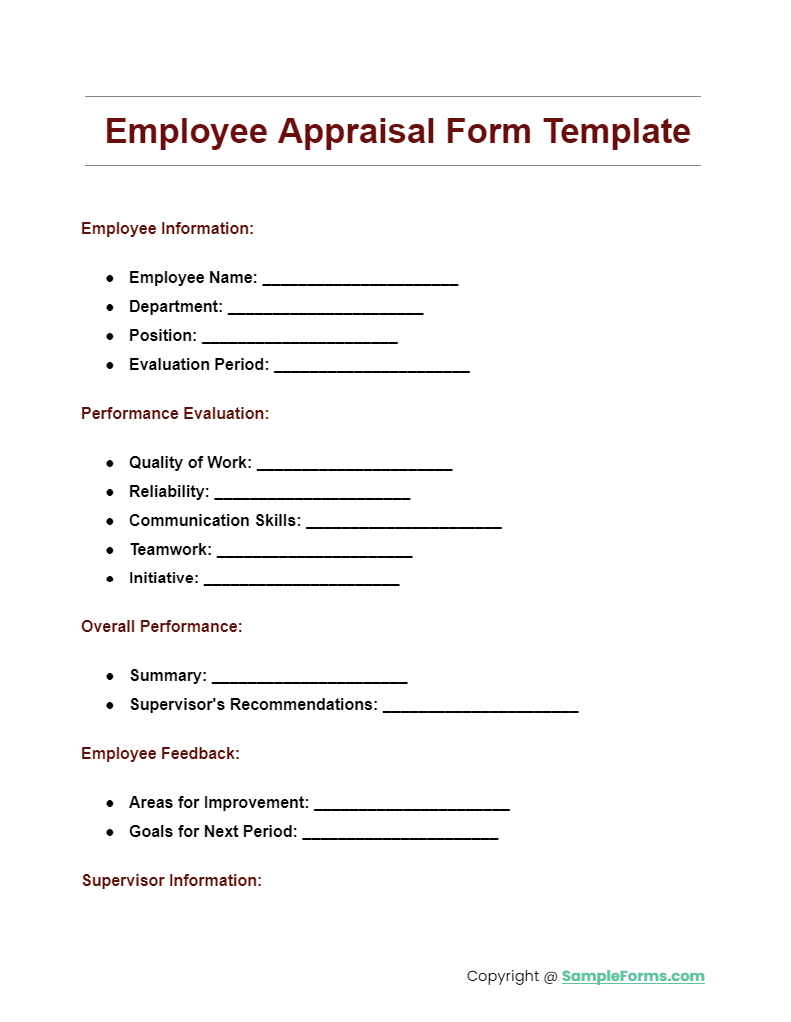 FREE 18+ Employee Appraisal Form Samples, PDF, MS Word, Google Docs, Excel