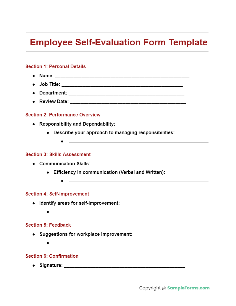 FREE 12+ Employee Self-Evaluation Form Samples, PDF, MS Word, Google ...