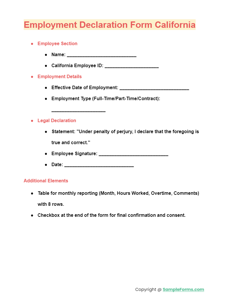 FREE 13+ Employment Declaration Form Samples, PDF, MS Word, Google Docs