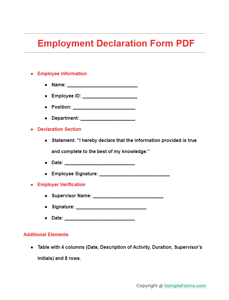 FREE 13+ Employment Declaration Form Samples, PDF, MS Word, Google Docs