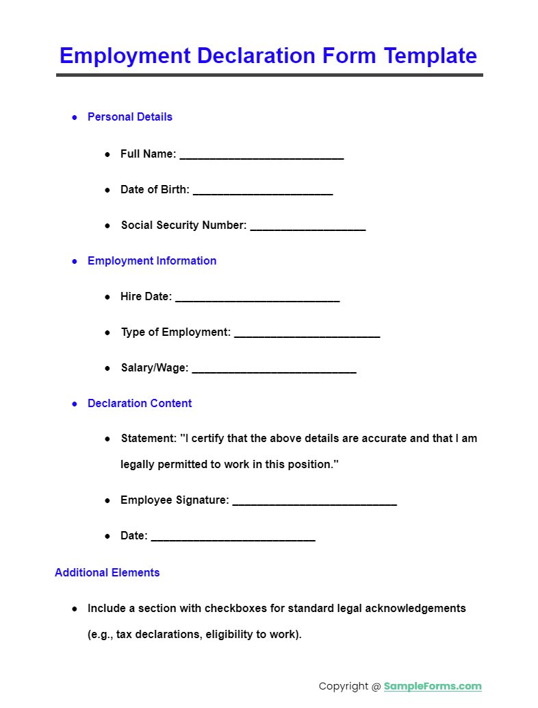 FREE 13+ Employment Declaration Form Samples, PDF, MS Word, Google Docs