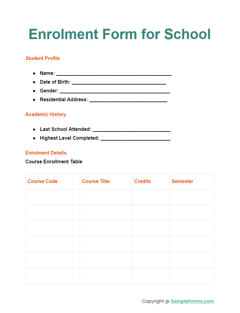 FREE 34+ Enrolment Form Samples, PDF, MS Word, Google Docs