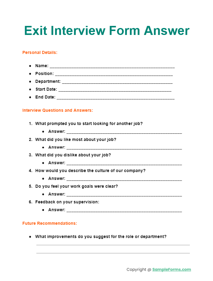 FREE 13+ Exit Interview Form Samples, PDF, MS Word, Google Docs
