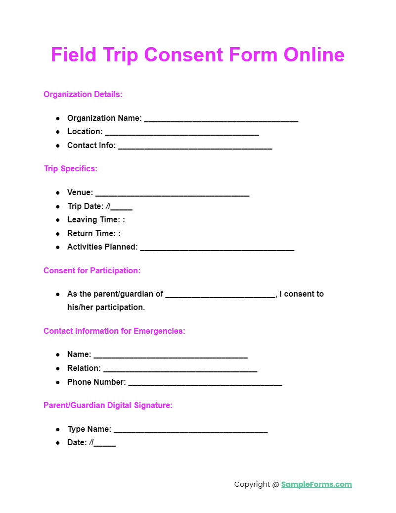 FREE 17+ Field Trip Consent Form Samples, PDF, MS Word, Goolge Docs