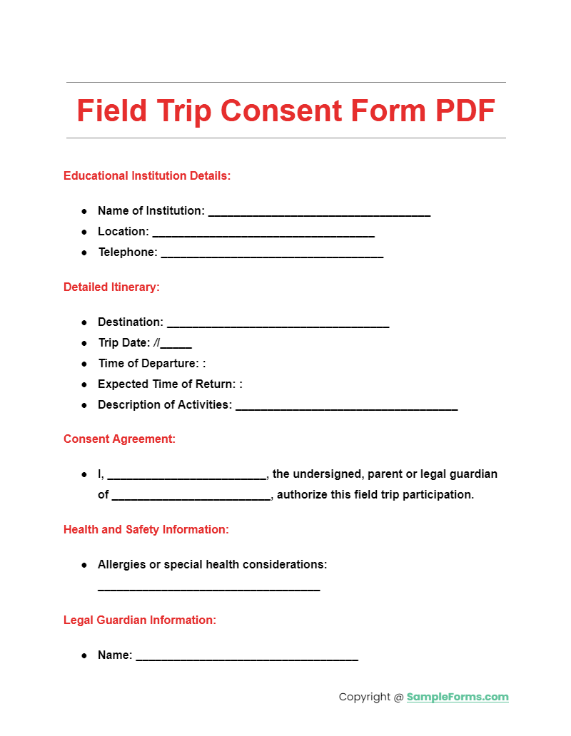 FREE 17+ Field Trip Consent Form Samples, PDF, MS Word, Goolge Docs