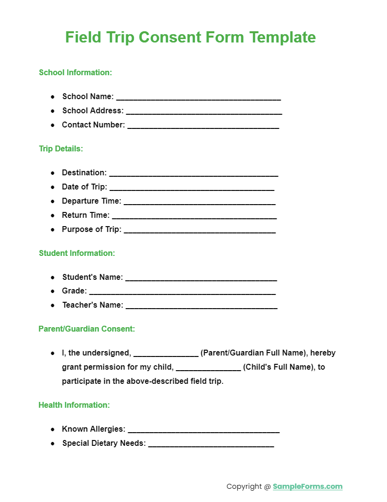 FREE 17+ Field Trip Consent Form Samples, PDF, MS Word, Goolge Docs