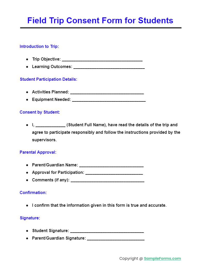 FREE 17+ Field Trip Consent Form Samples, PDF, MS Word, Goolge Docs