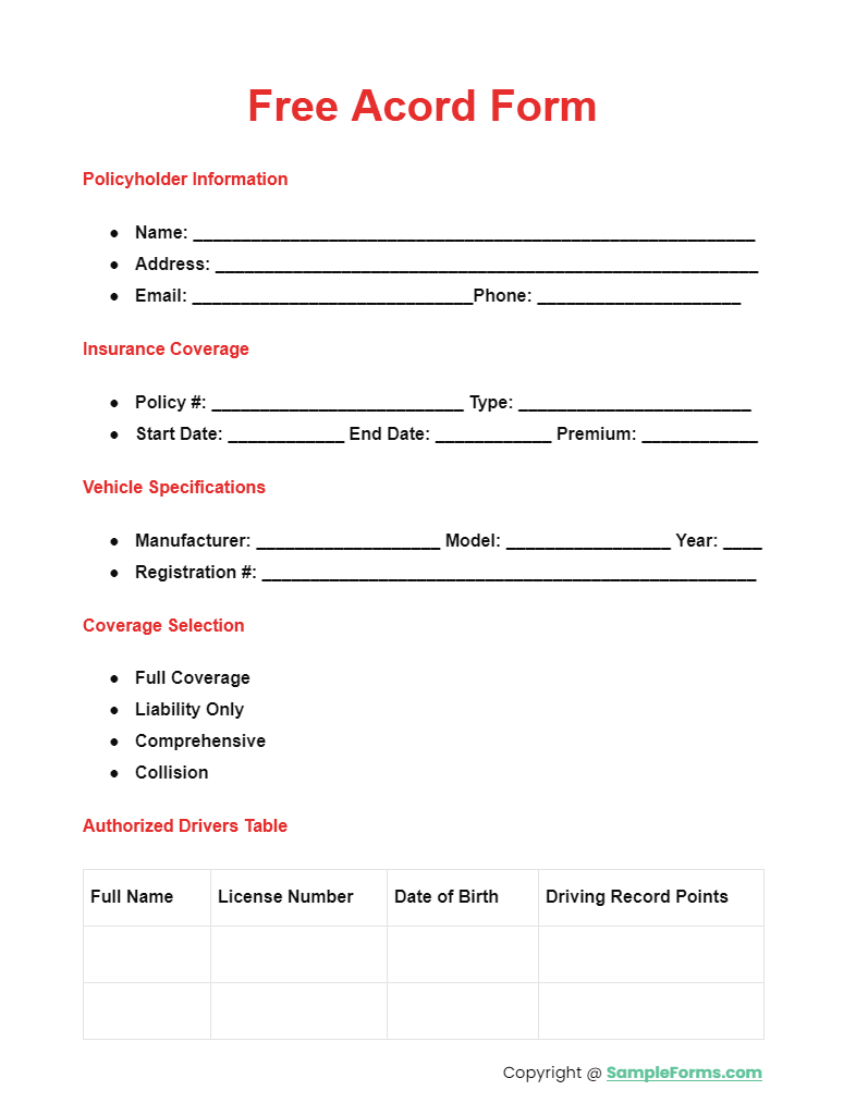 FREE 13+ Acord Form Samples, PDF, MS Word, Google Docs