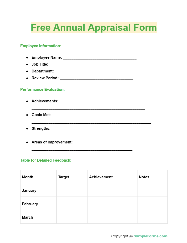 FREE 12+ Annual Appraisal Form Samples, PDF, MS Word, Google Docs