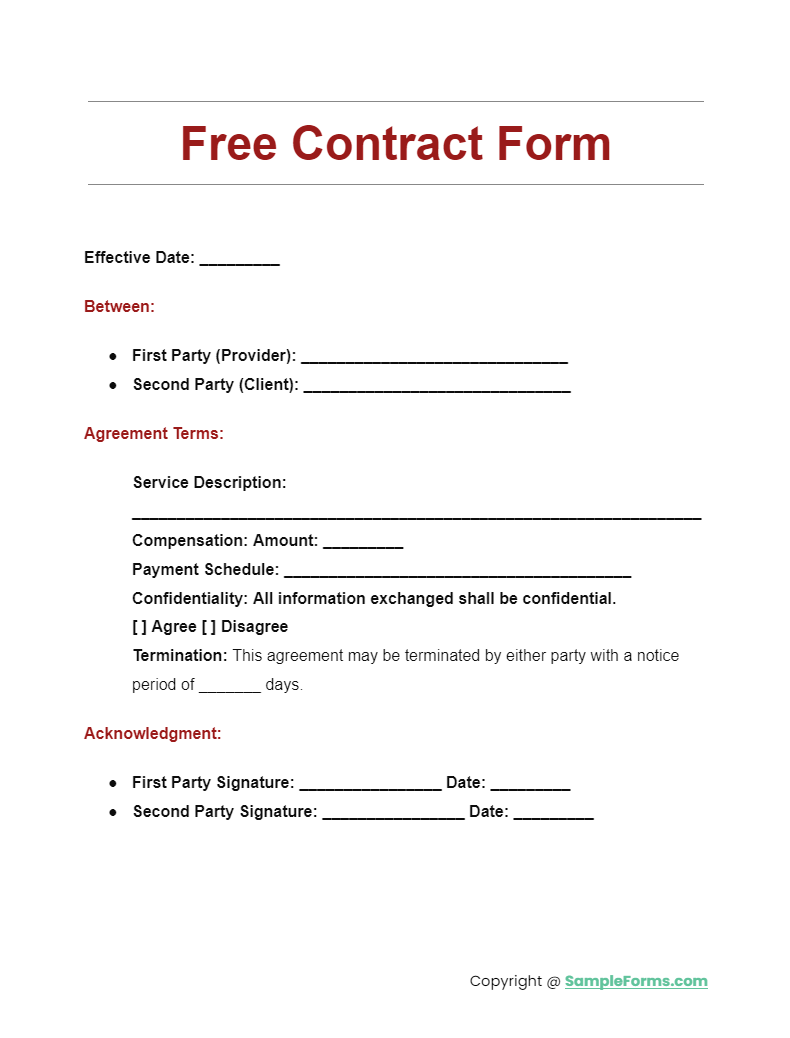 FREE 39+ Contract Form Samples, PDF, MS Word, Google Docs