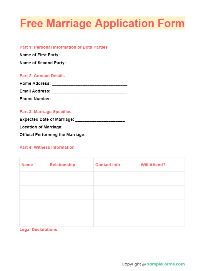 FREE 14+ Marriage Application Form Samples, PDF, MS Word, Google Docs