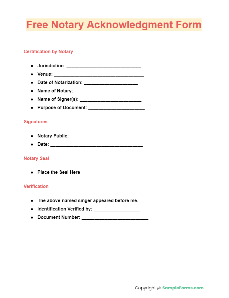 FREE 14+ Notary Acknowledgment Form Samples, PDF, MS Word, Google Docs