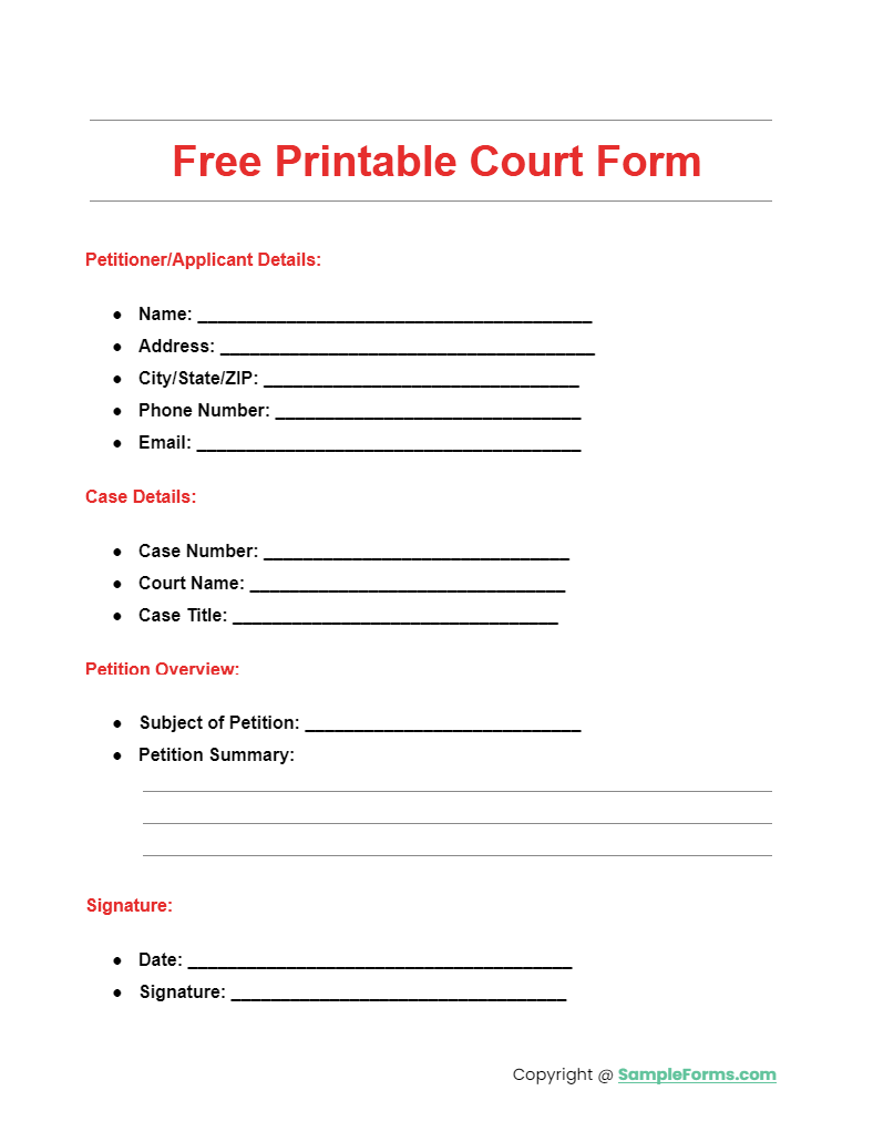 FREE 18+ Legal Petition Form Samples, PDF, MS Word, Google Docs