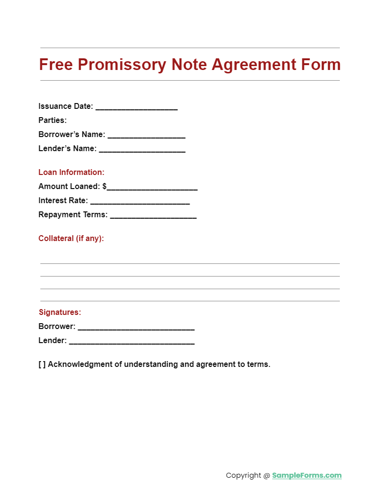FREE 11+ Promissory Note Agreement Form Samples, PDF, MS Word, Google Docs