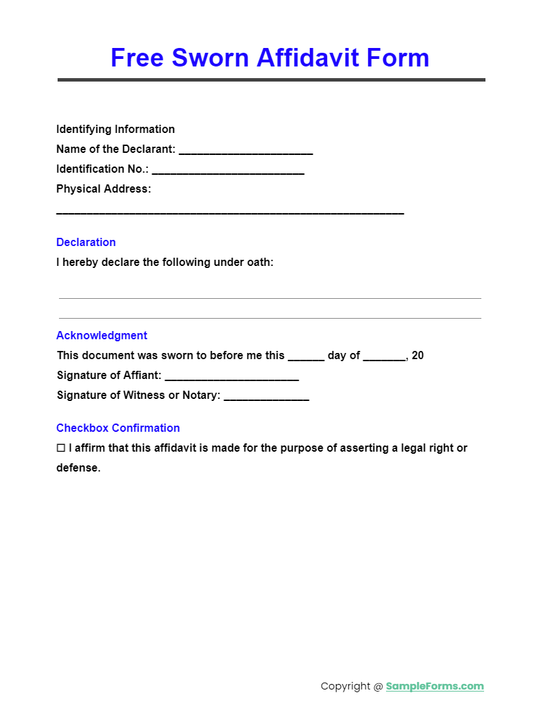 FREE 12+ Sworn Affidavit Form Samples, PDF, MS Word, Google Docs