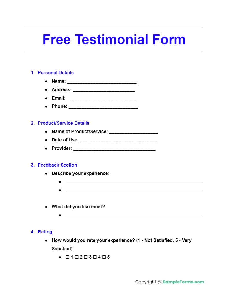 FREE 31+ Testimonial Form Samples, PDF, MS Word, Google Docs