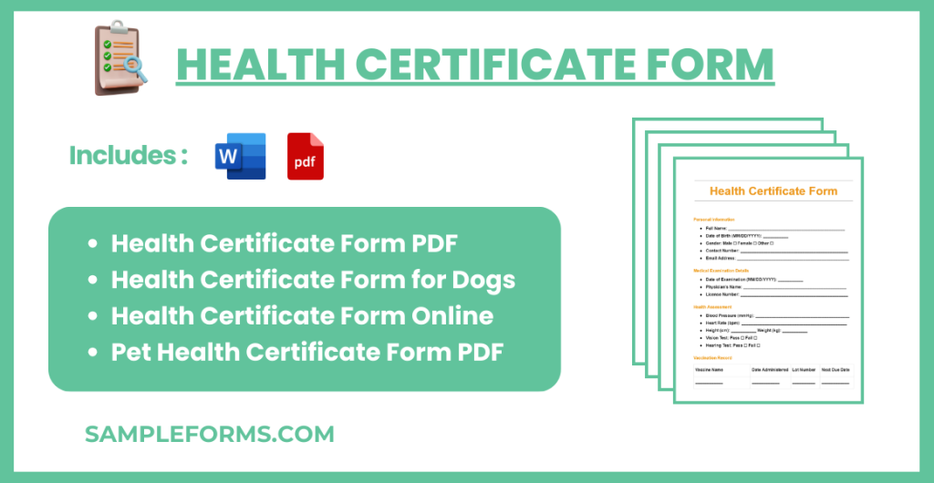 FREE 13+ Health Certificate Form Samples, PDF, MS Word, Google Docs, Excel
