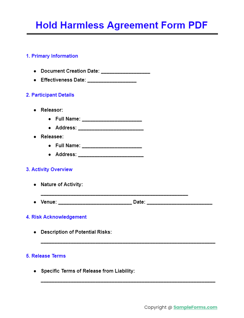 FREE 12+ Hold Harmless Agreement Form Samples, PDF, MS Word, Google Docs