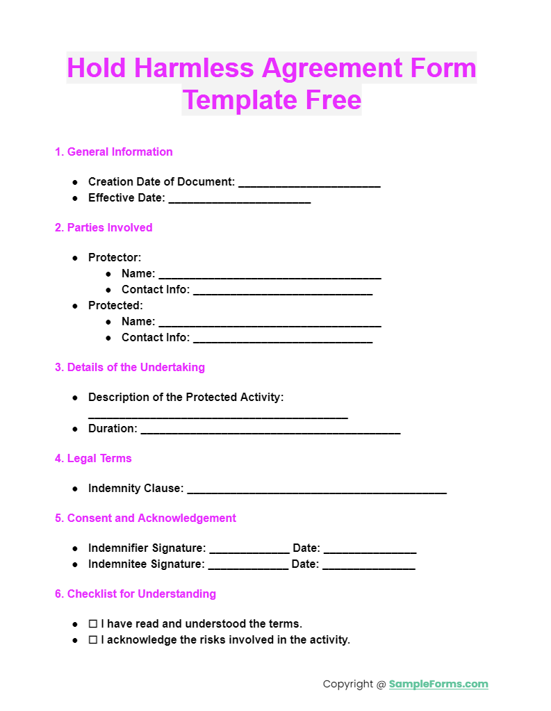 FREE 12+ Hold Harmless Agreement Form Samples, PDF, MS Word, Google Docs