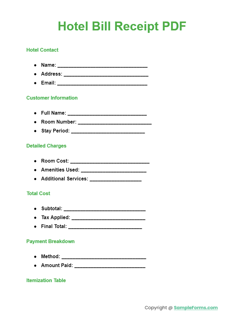 FREE 9+ Hotel Receipt Form Samples, PDF, MS Word, Google Docs
