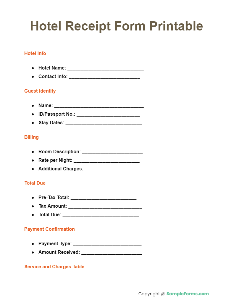 FREE 9+ Hotel Receipt Form Samples, PDF, MS Word, Google Docs