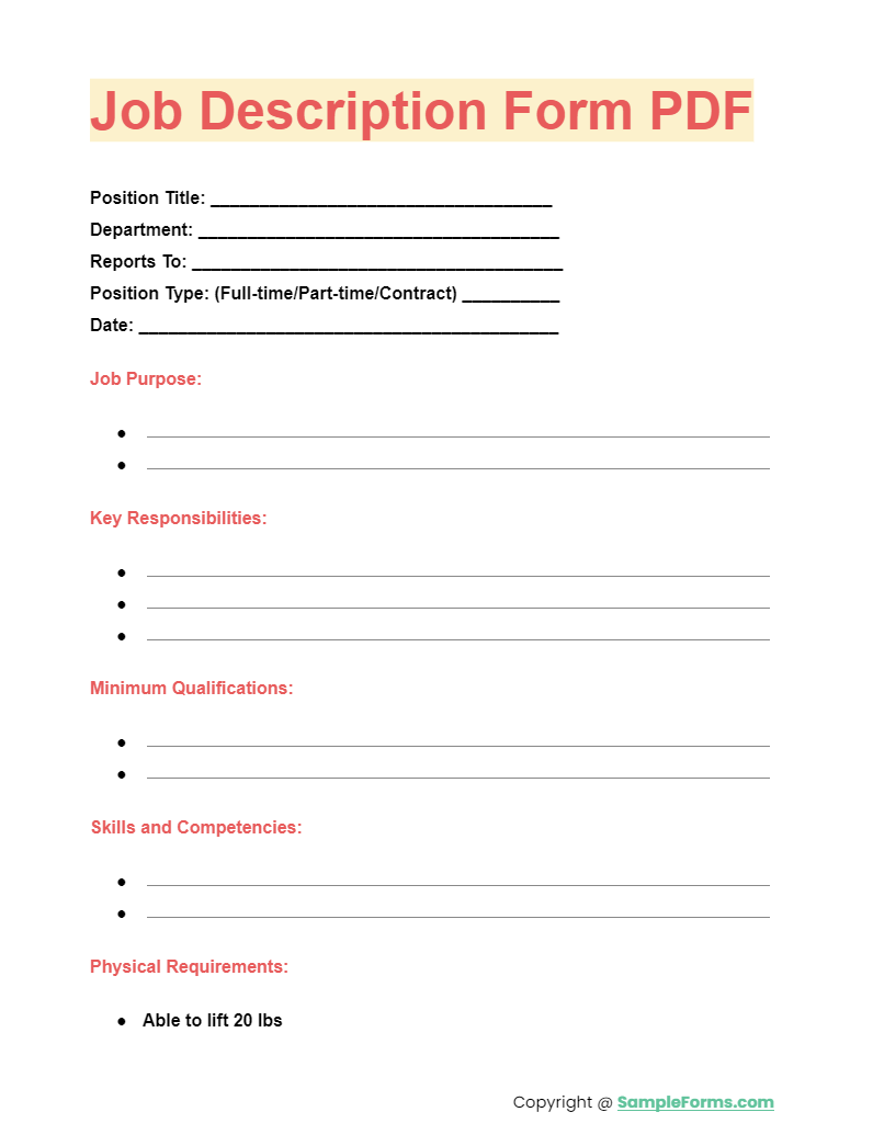 FREE 19+ Job Description Form Samples, PDF, MS Word, Google Docs