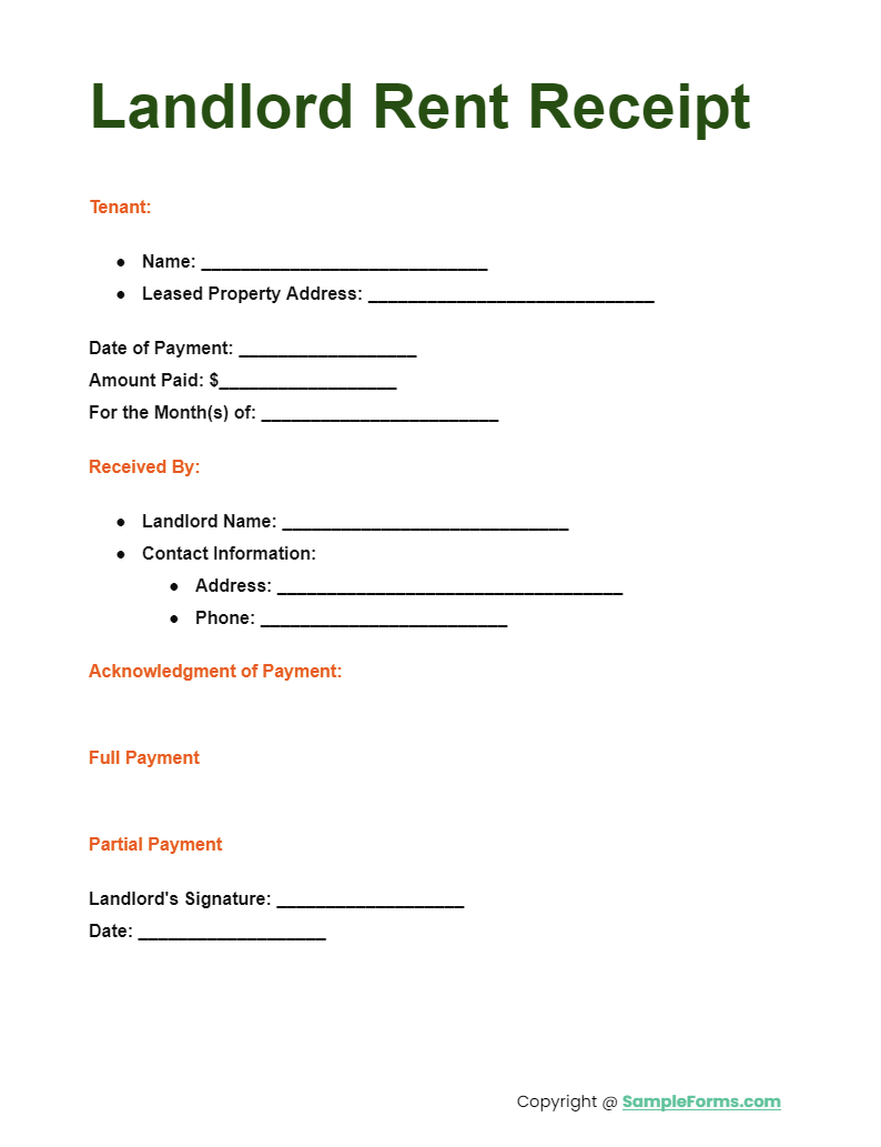 FREE 15+ Rent Receipt Form Samples, PDF, MS Word, Google Docs, Excel