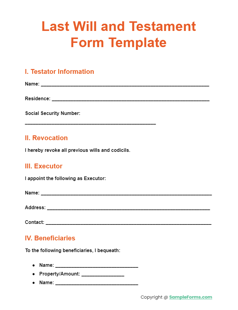 FREE 10+ Last Will and Testament Form Samples, PDF, MS Word, Google Docs