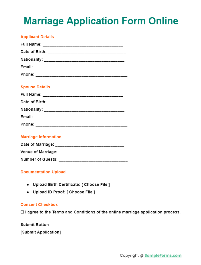 FREE 14+ Marriage Application Form Samples, PDF, MS Word, Google Docs