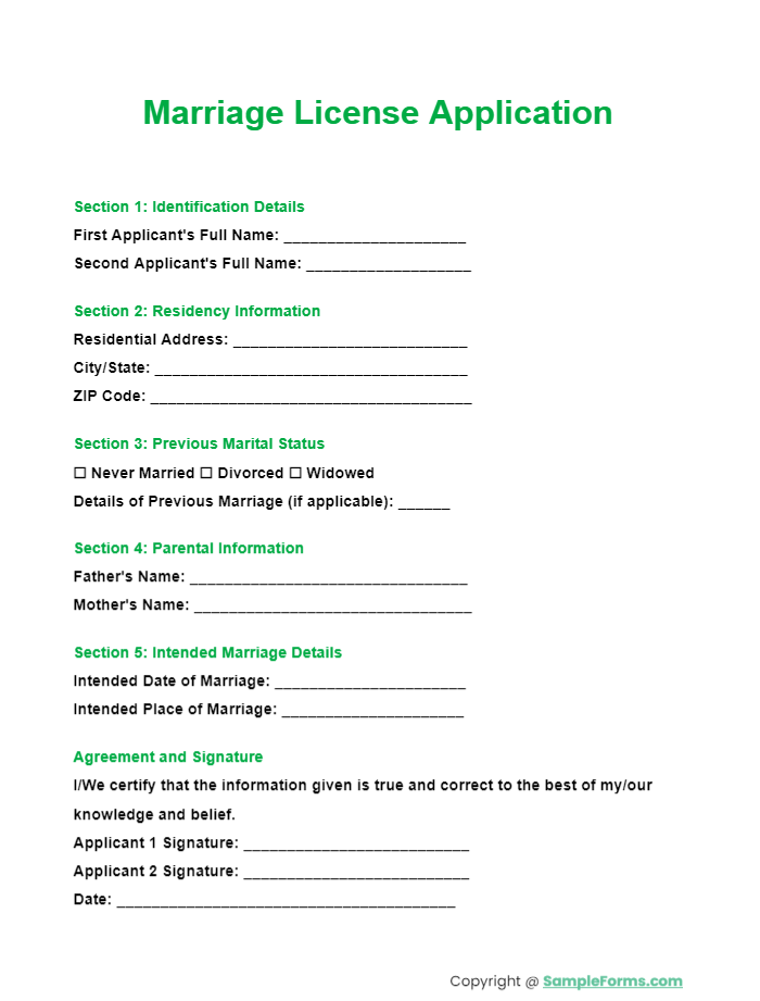 FREE 14+ Marriage Application Form Samples, PDF, MS Word, Google Docs