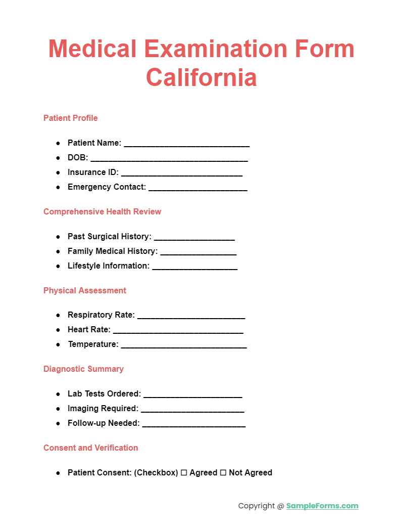 FREE 14+ Medical Examination Form Samples, PDF, MS Word, Google Docs, Excel