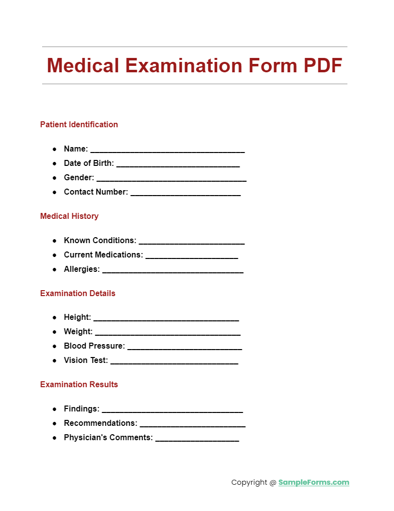 FREE 14+ Medical Examination Form Samples, PDF, MS Word, Google Docs, Excel