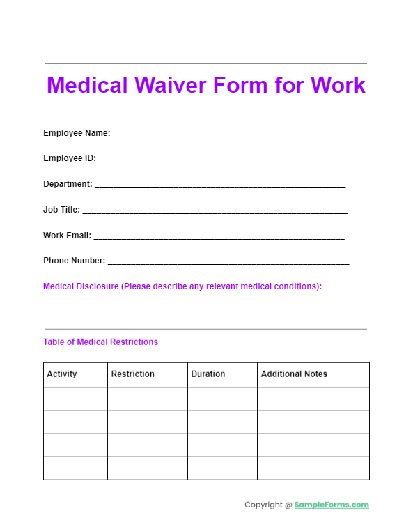 FREE 14+ Medical Waiver Form Samples, PDF, MS Word, Google Docs, Excel
